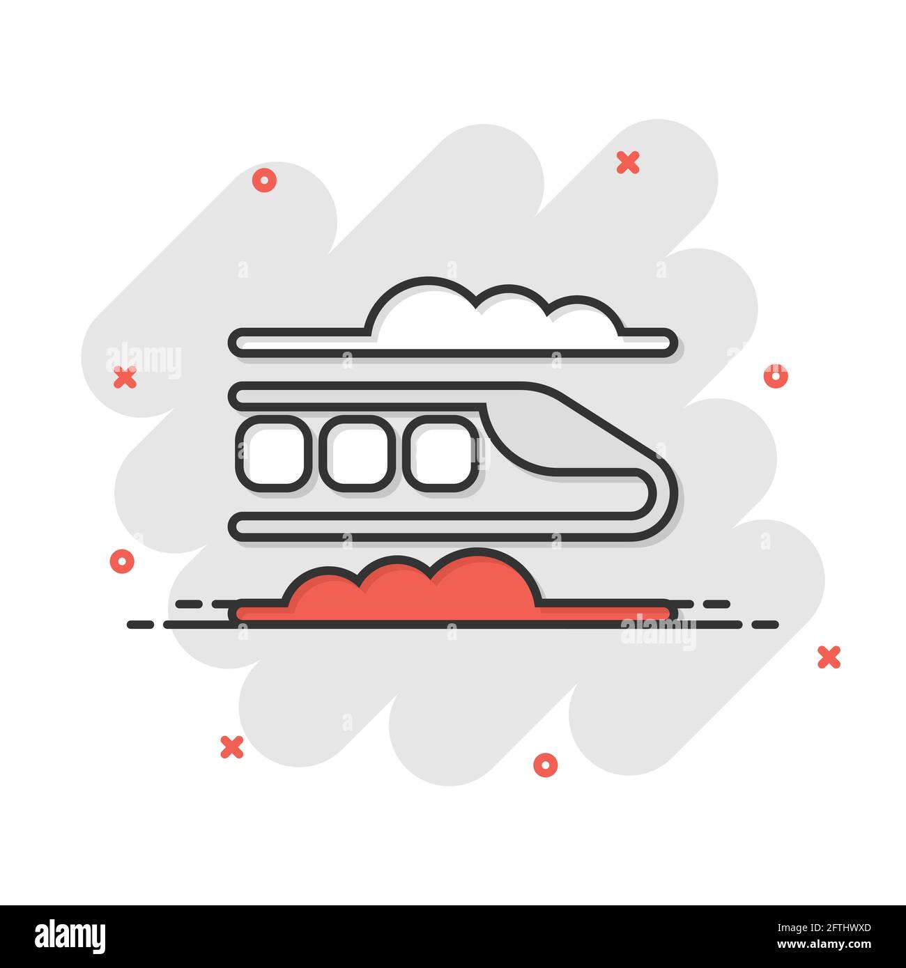 Metro icon in comic style. Train subway cartoon vector illustration on ...