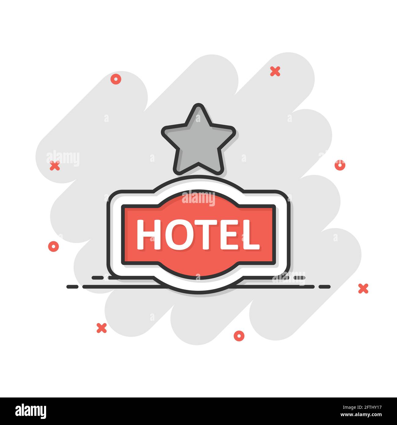 Hotel 1 star sign icon in comic style. Inn cartoon vector illustration ...