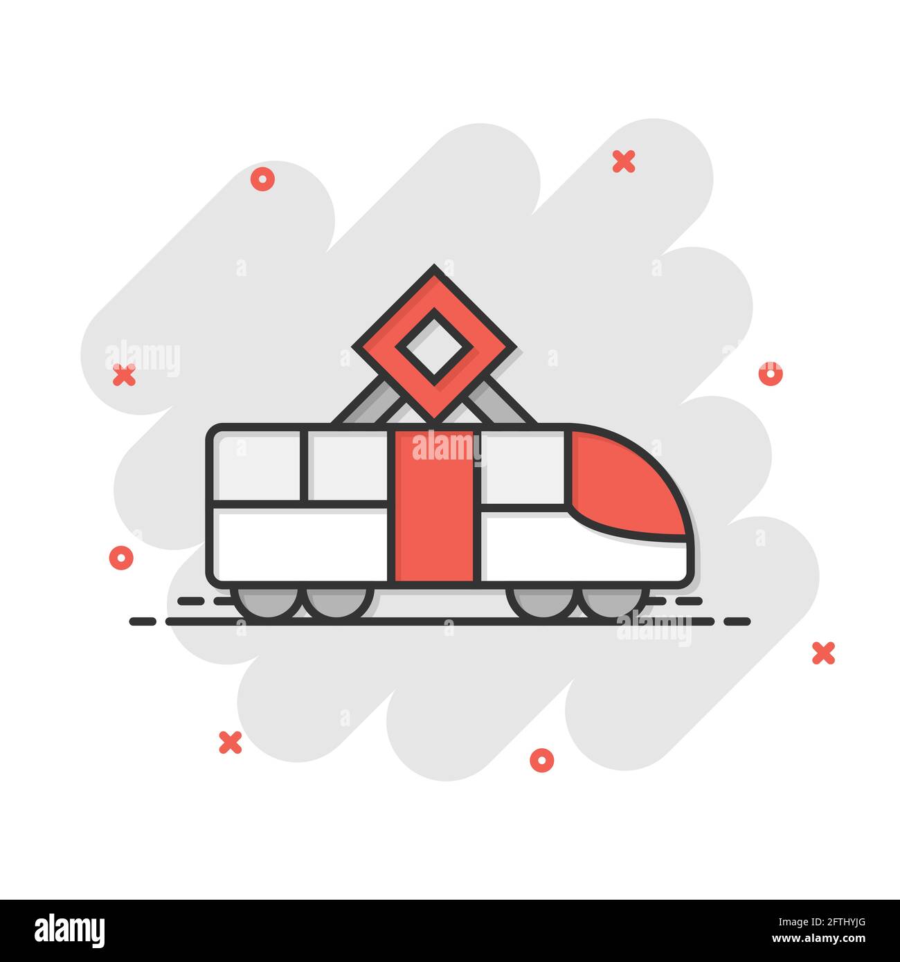 Metro icon in comic style. Train subway cartoon vector illustration on ...