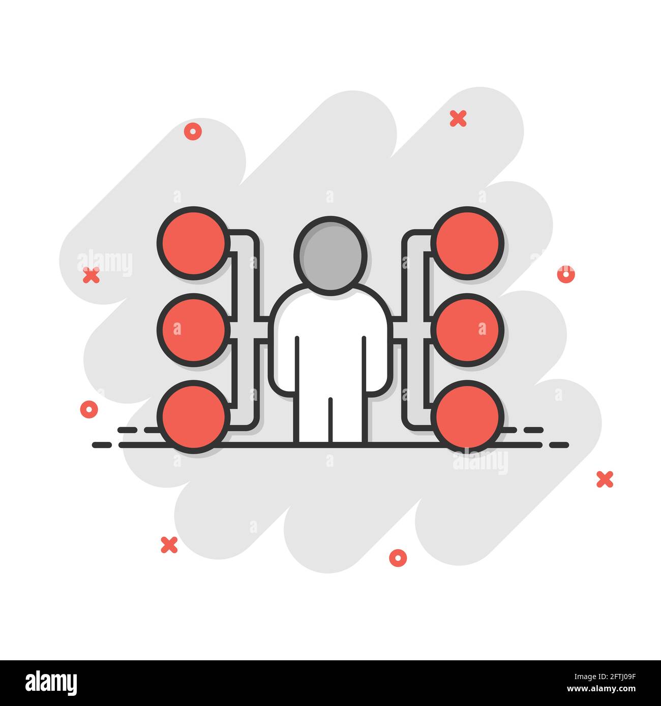 Corporate organization chart people vector icon in comic style. People ...