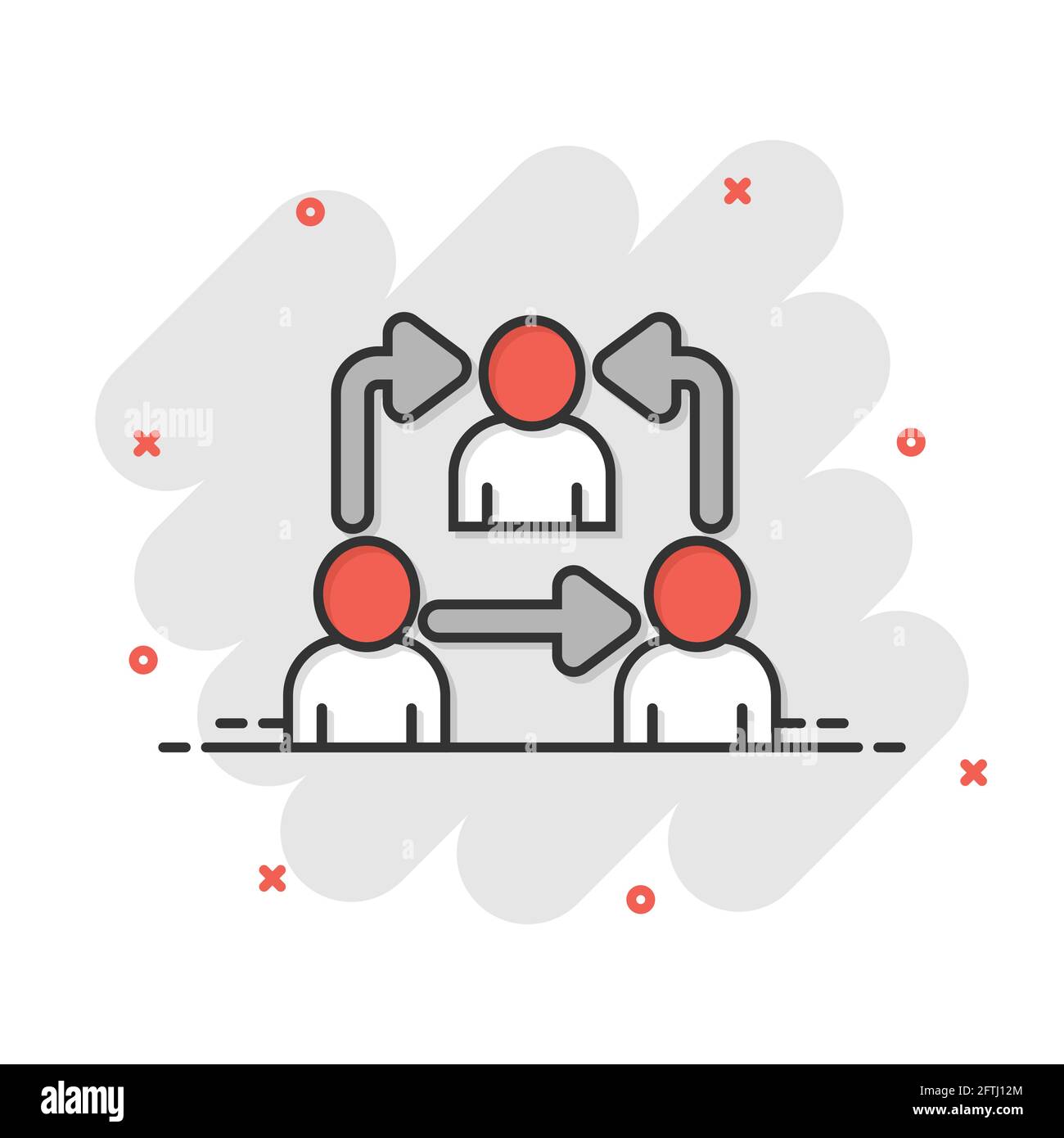 People referral icon in comic style. Business communication cartoon ...