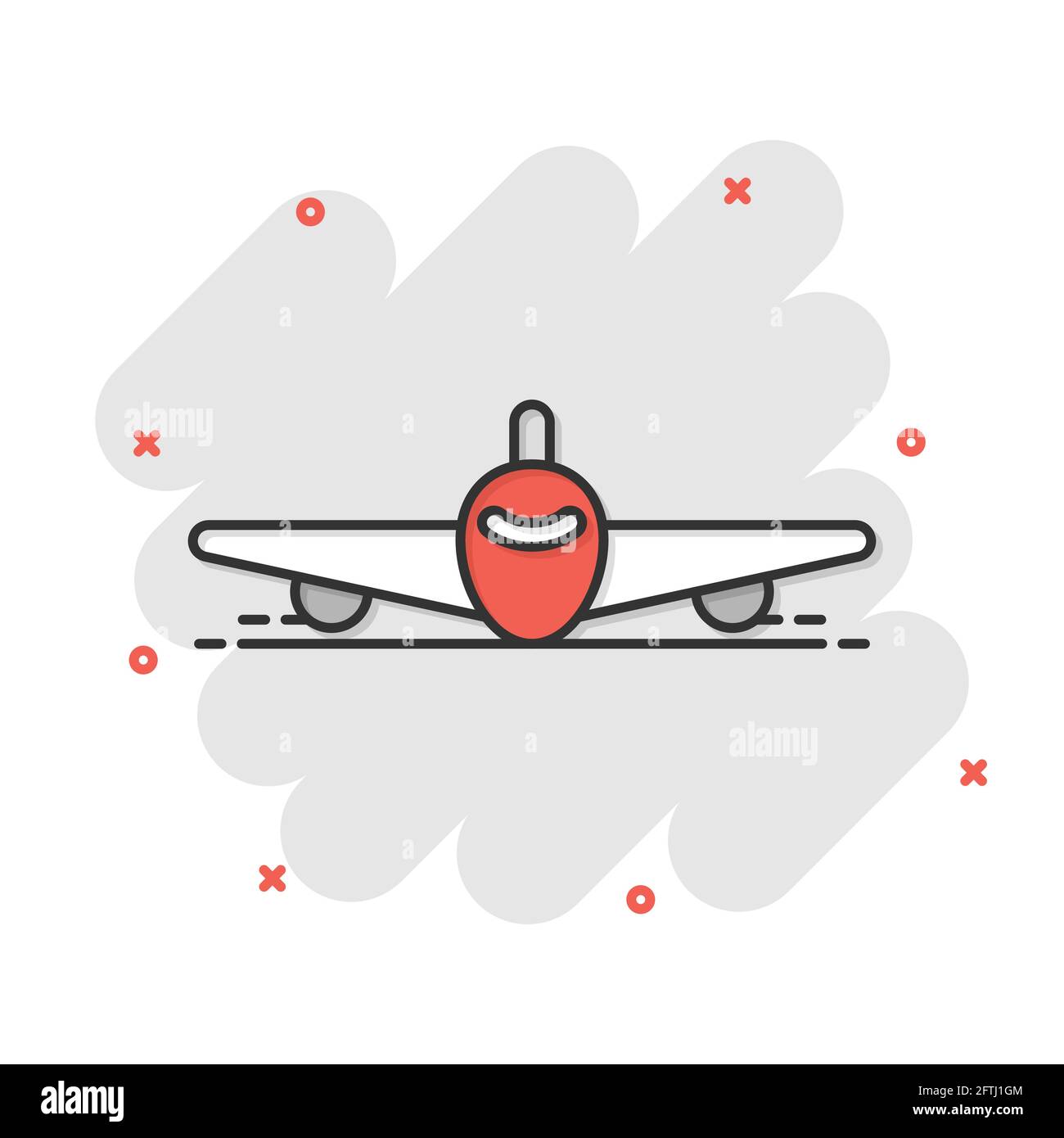 Plane icon in comic style. Airplane cartoon vector illustration on ...