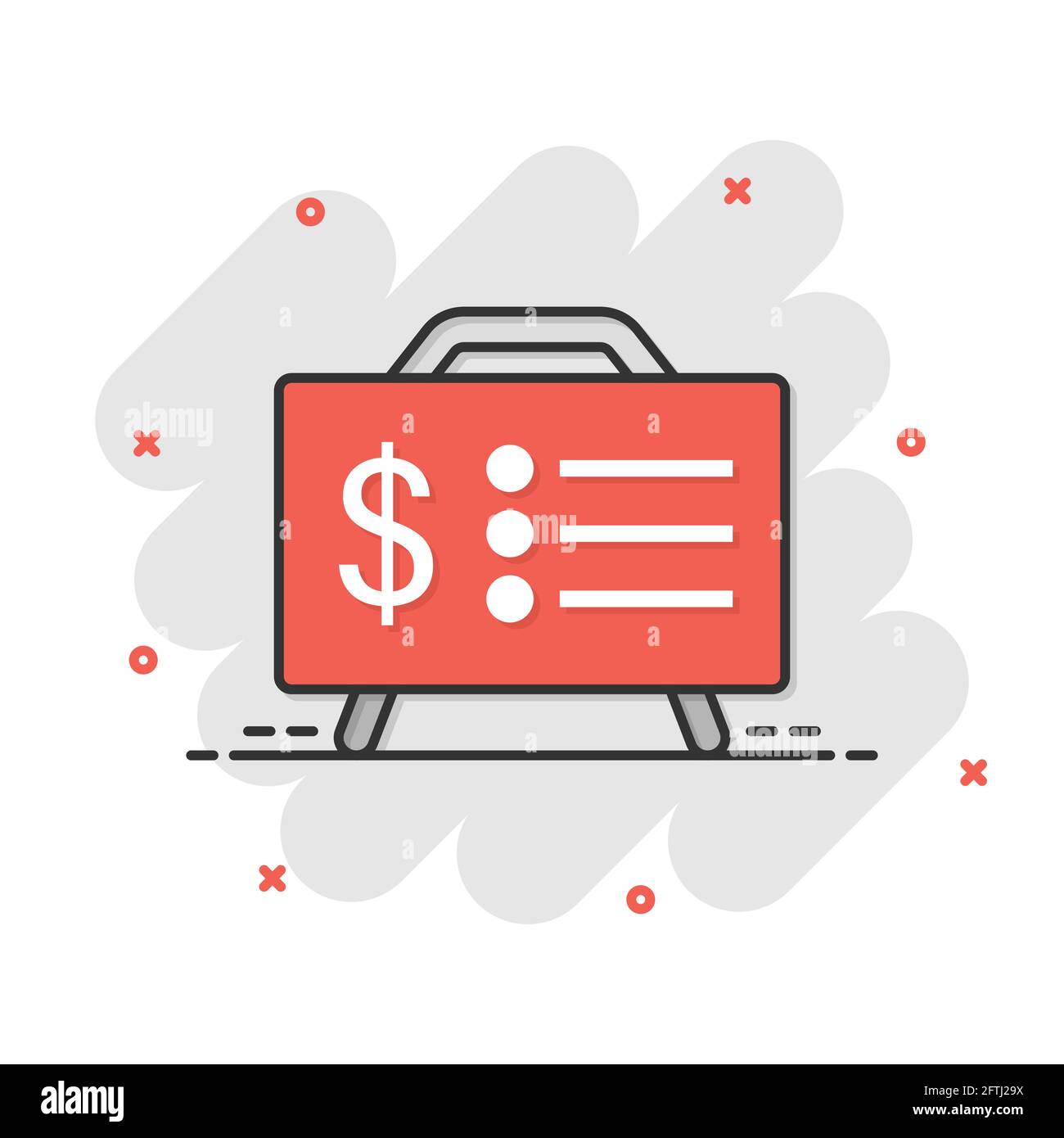Financial presentation icon in comic style. Money analysis cartoon ...