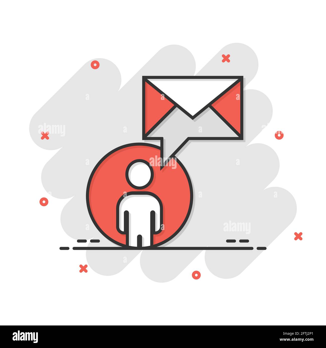 People with envelope icon in comic style. Email receive cartoon vector ...