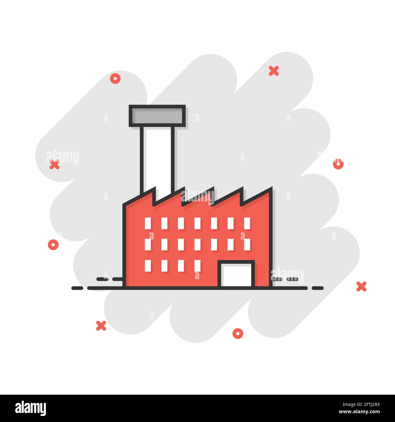 Building icon in comic style. Factory cartoon vector illustration on ...