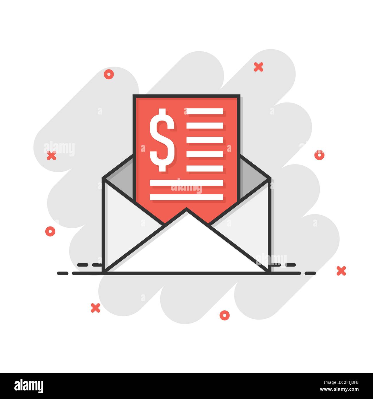 Envelope with money icon in comic style. E-mail cash cartoon vector ...