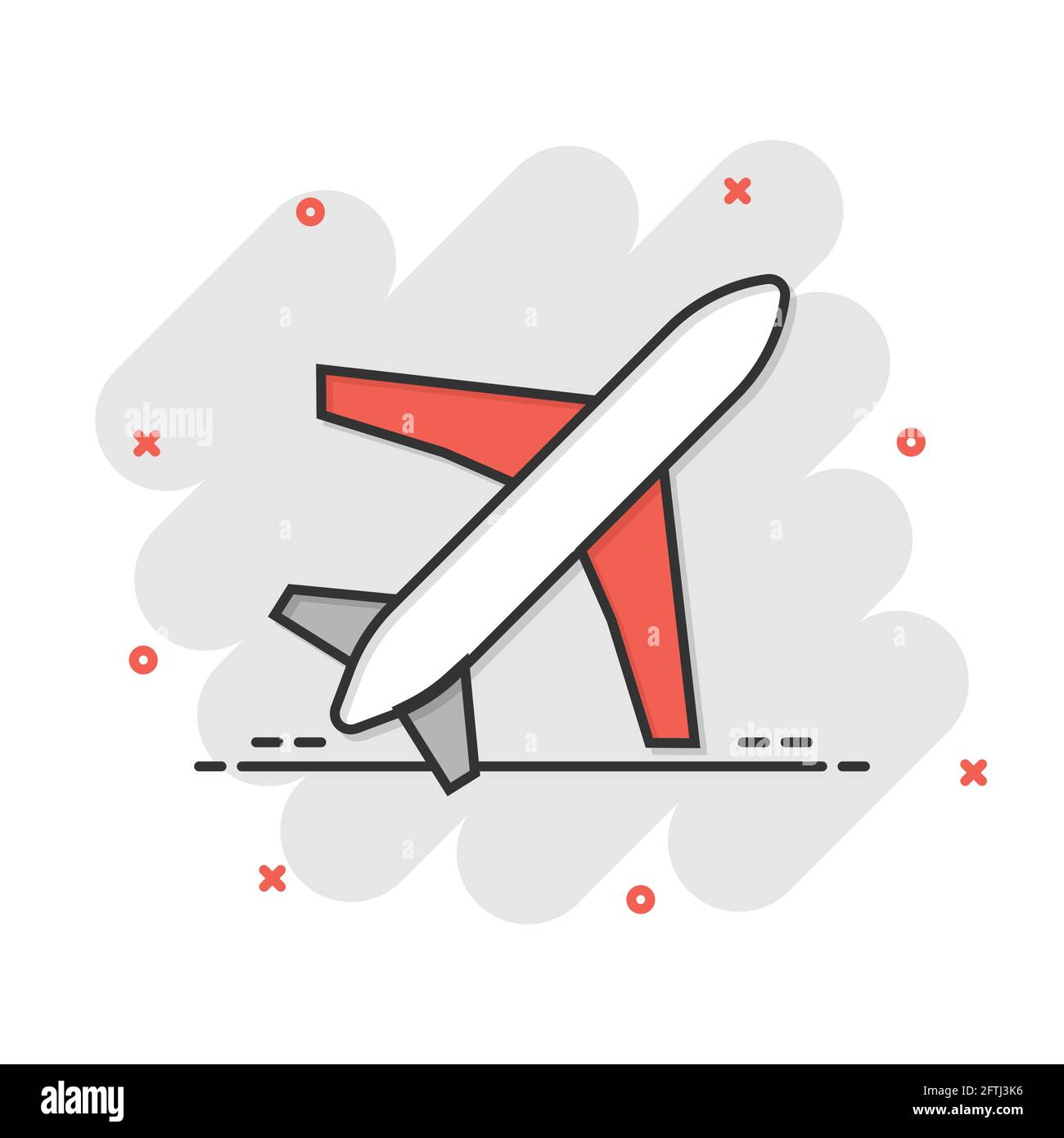 Plane icon in comic style. Airplane cartoon vector illustration on ...