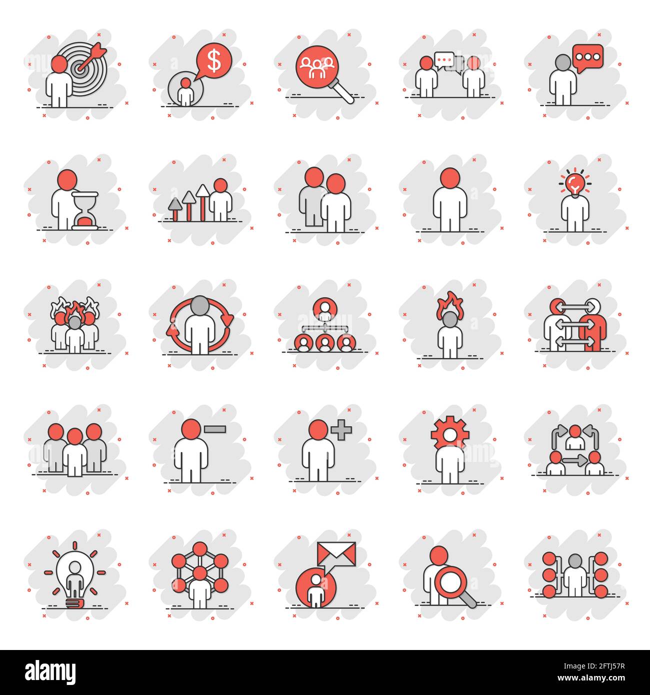 People leadership icon set in comic style. Person cartoon collection ...
