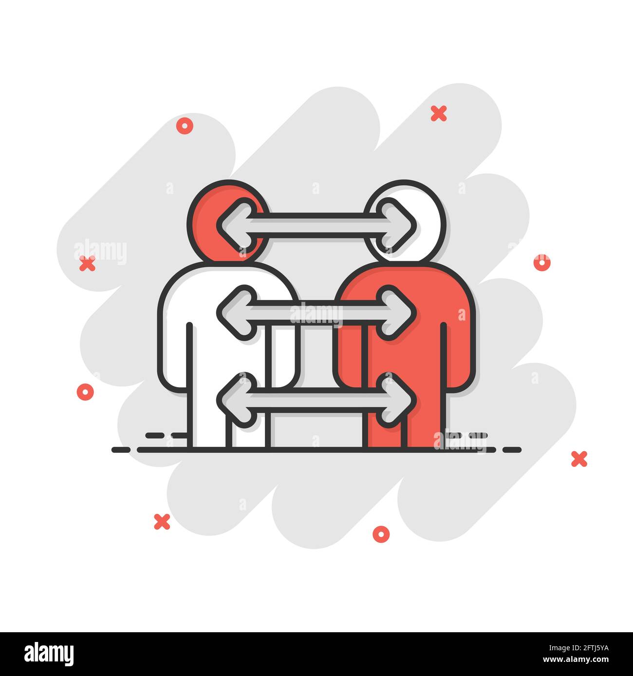 People referral icon in comic style. Business communication cartoon ...