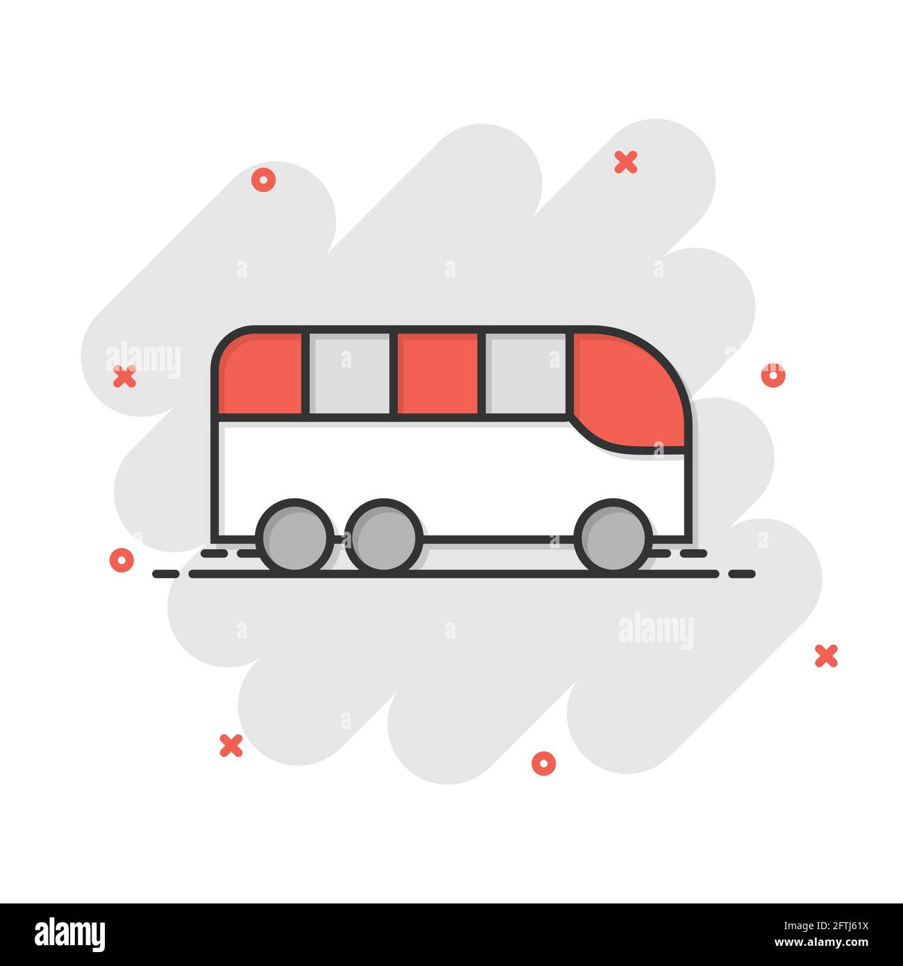 Bus icon in comic style. Coach cartoon vector illustration on white ...