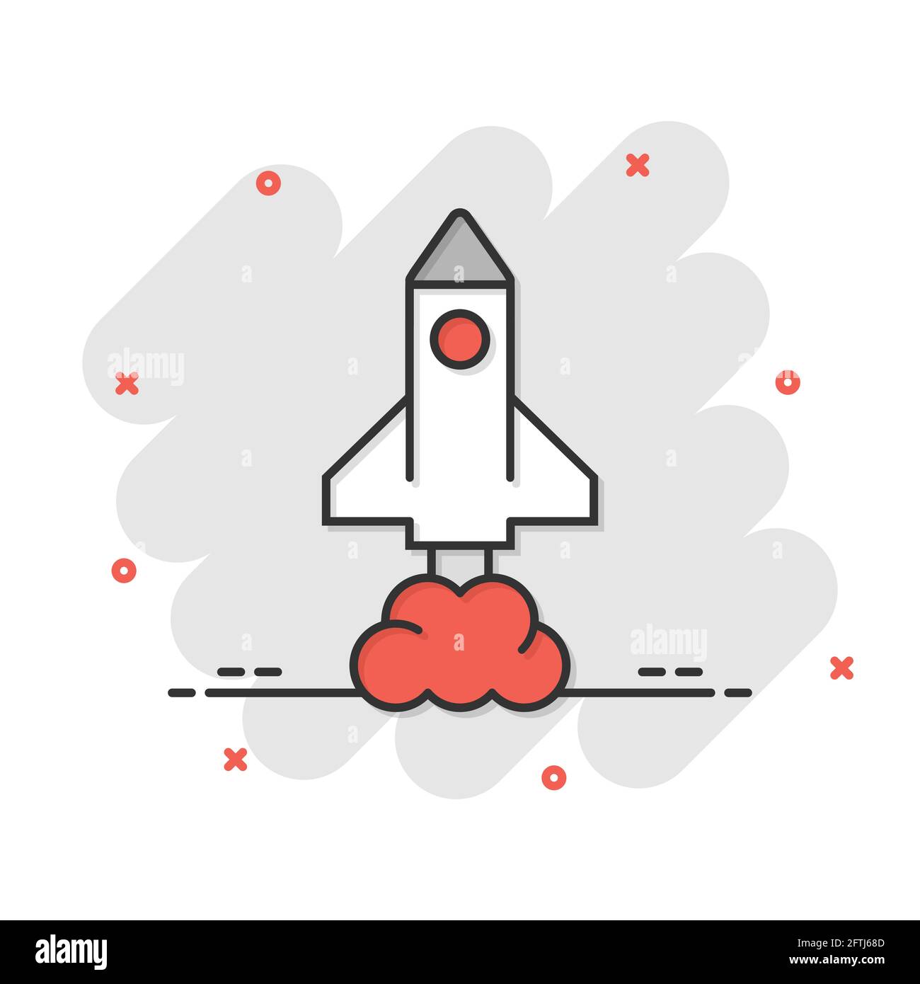 Rocket icon in comic style. Spaceship launch cartoon vector ...