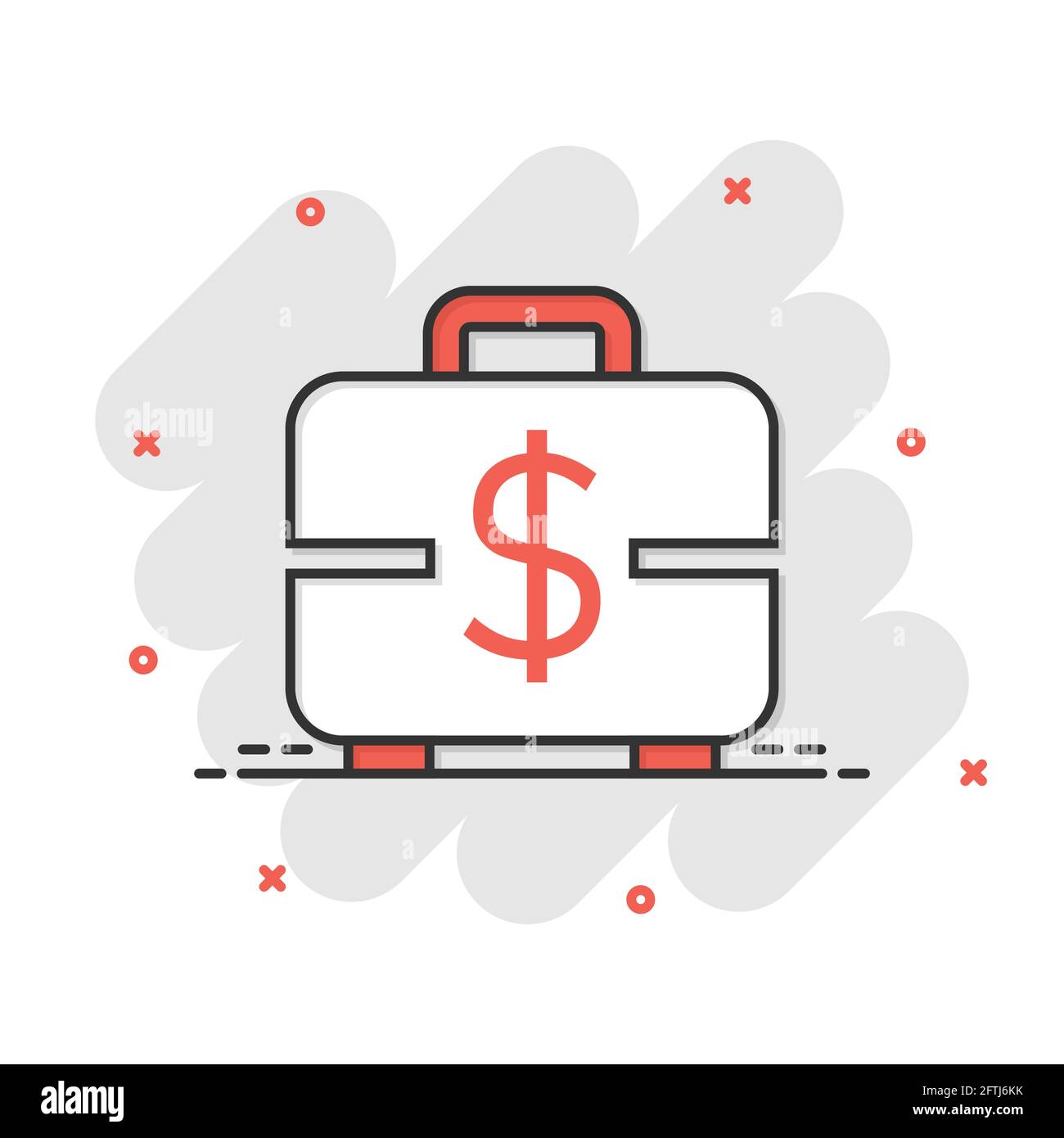Money briefcase icon in comic style. Cash box cartoon vector ...