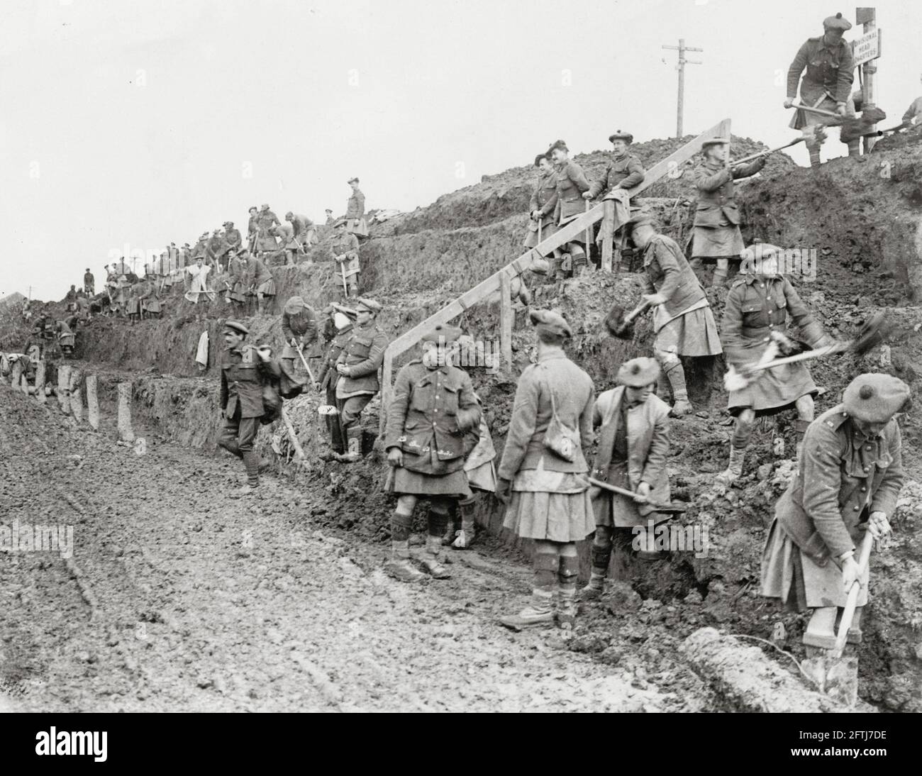 World War One, WWI, Western Front - Highlanders at work broadening a ...