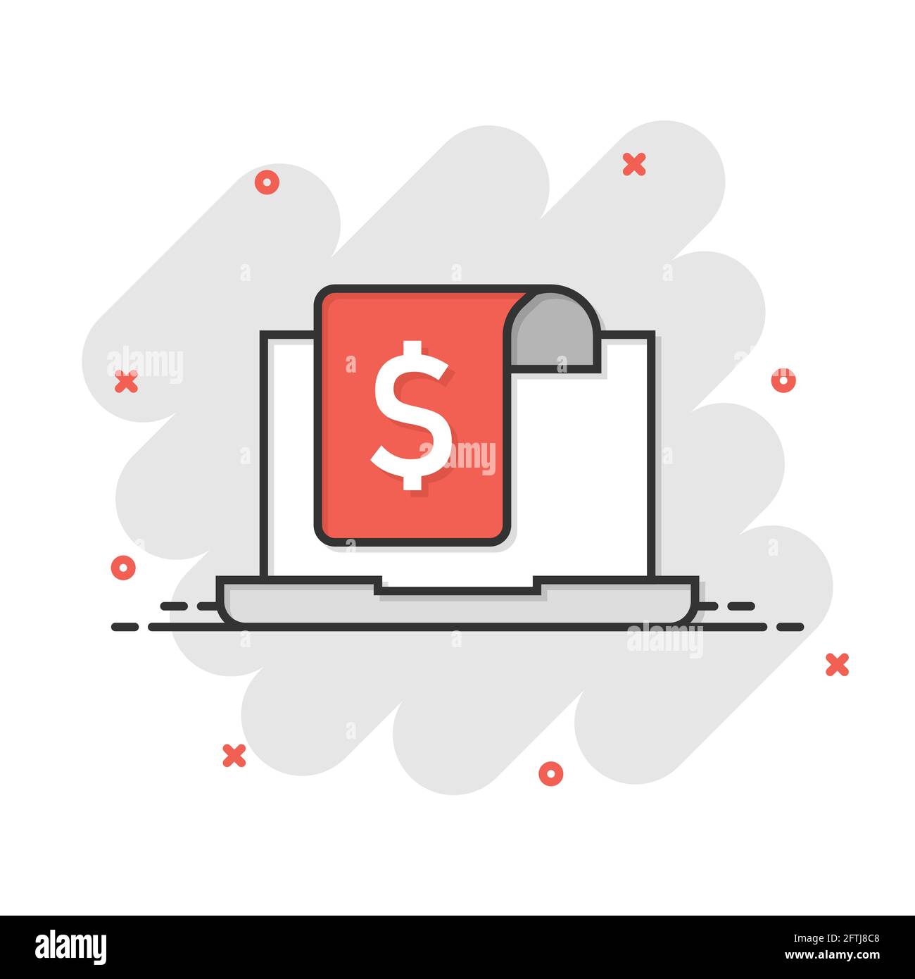 Laptop with money icon in comic style. Computer dollar cartoon vector ...