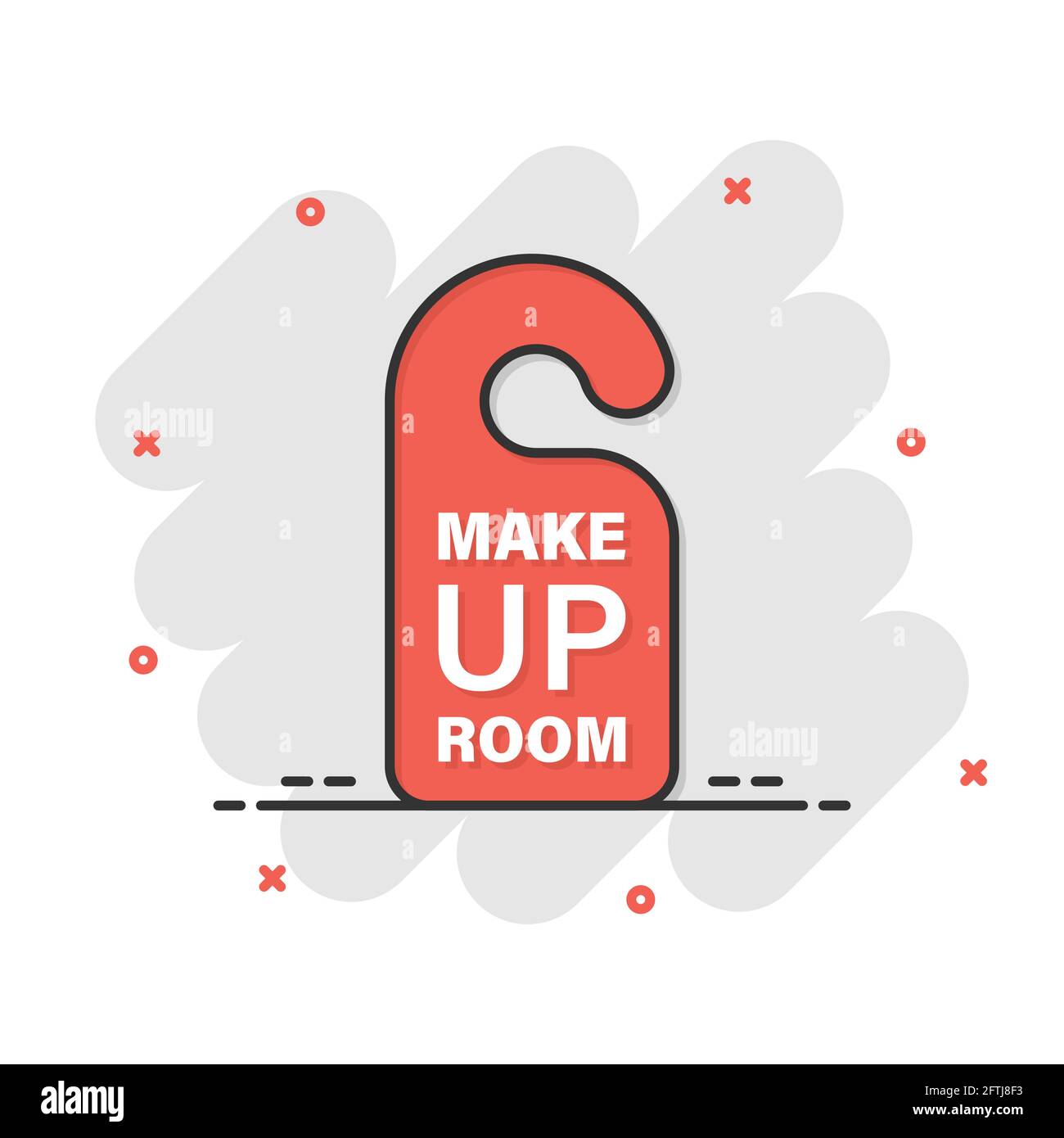 Make up room hotel sign icon in comic style. Inn cartoon vector ...