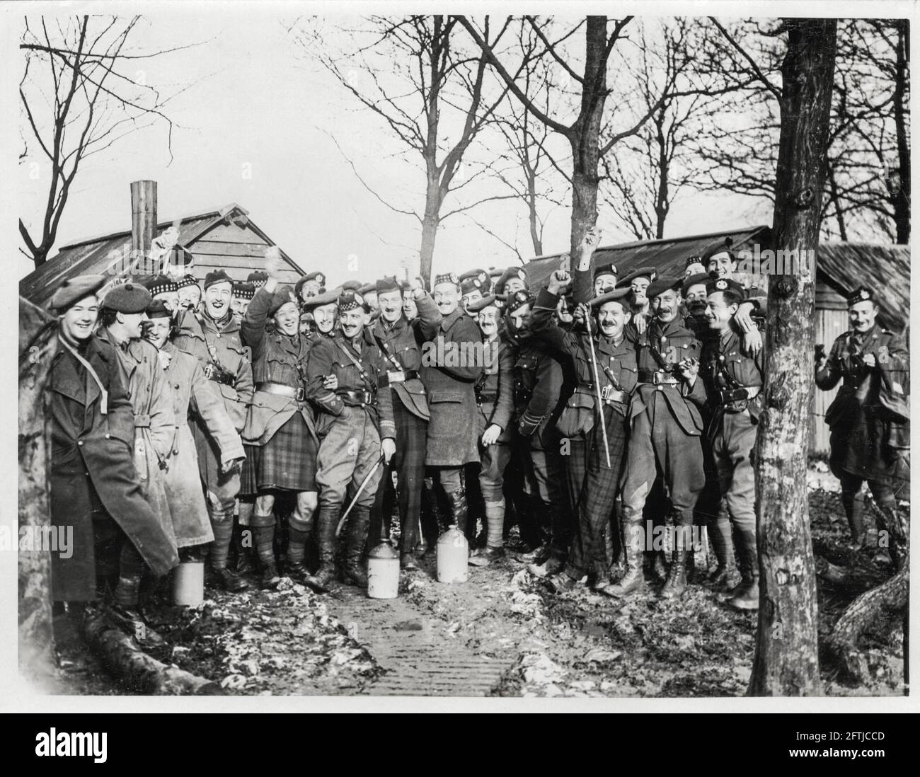 World War One, WWI, Western Front - Scottish officers celebrating on ...
