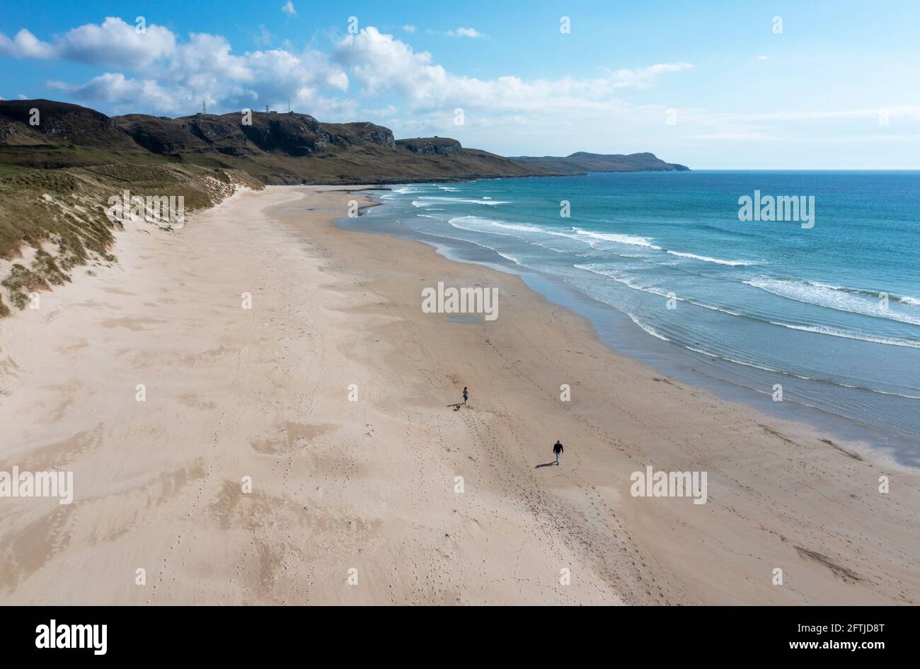 Aerial view of Machir Bay, Isle of Islay, Inner hebrides, Scotland ...