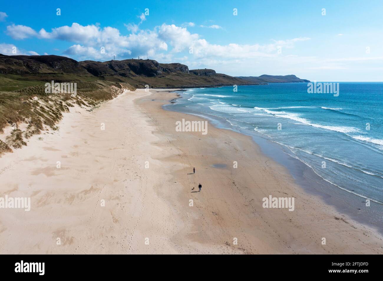 Aerial view of Machir Bay, Isle of Islay, Inner hebrides, Scotland ...