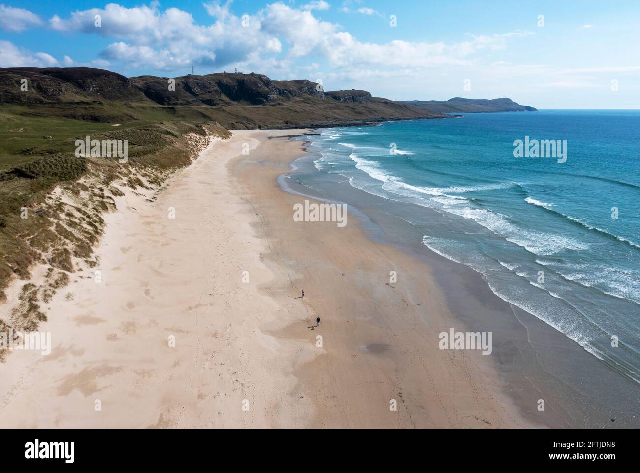 Aerial view of Machir Bay, Isle of Islay, Inner hebrides, Scotland ...