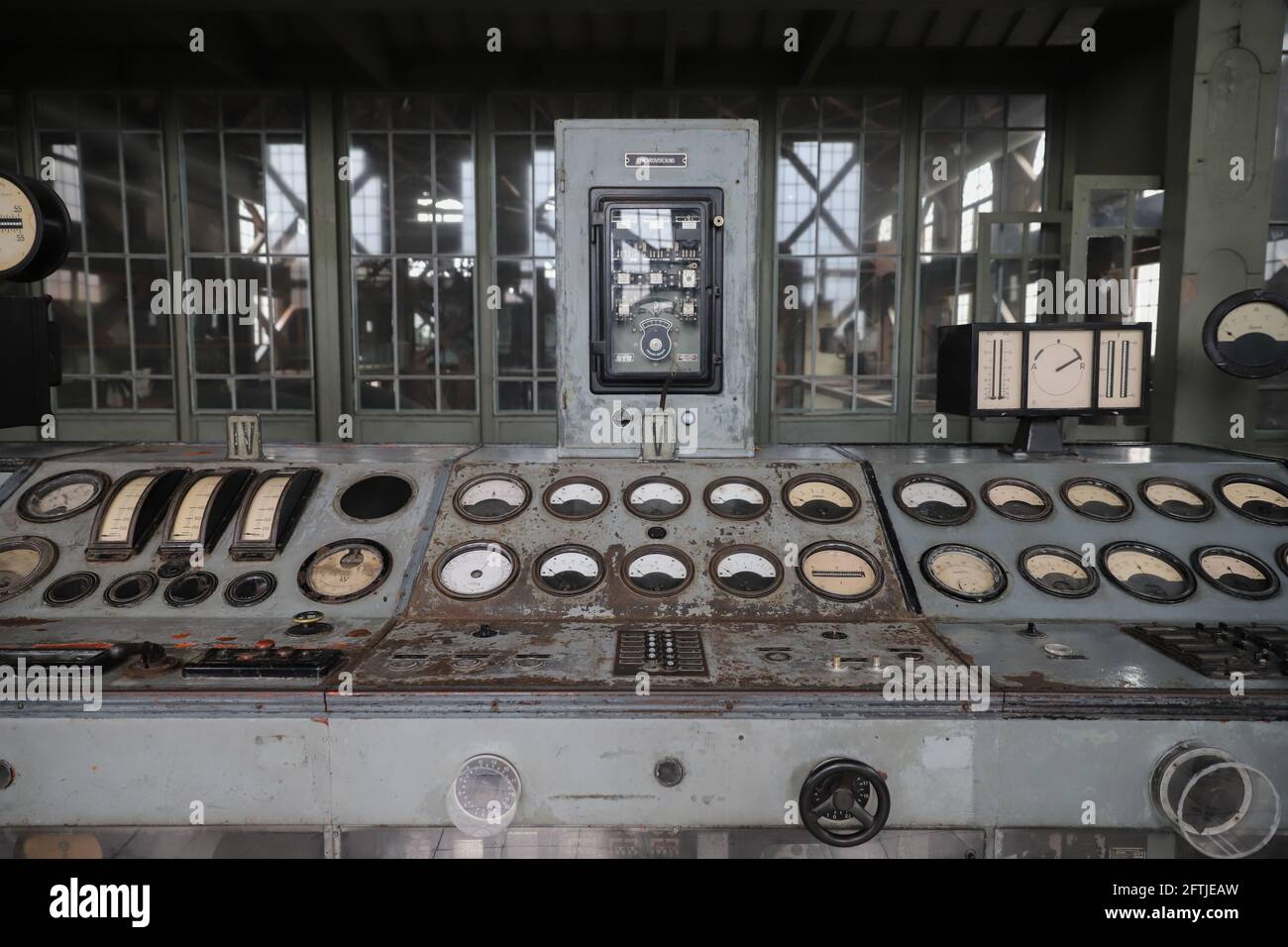 Control Panel of an old Power Plant Stock Photo - Alamy