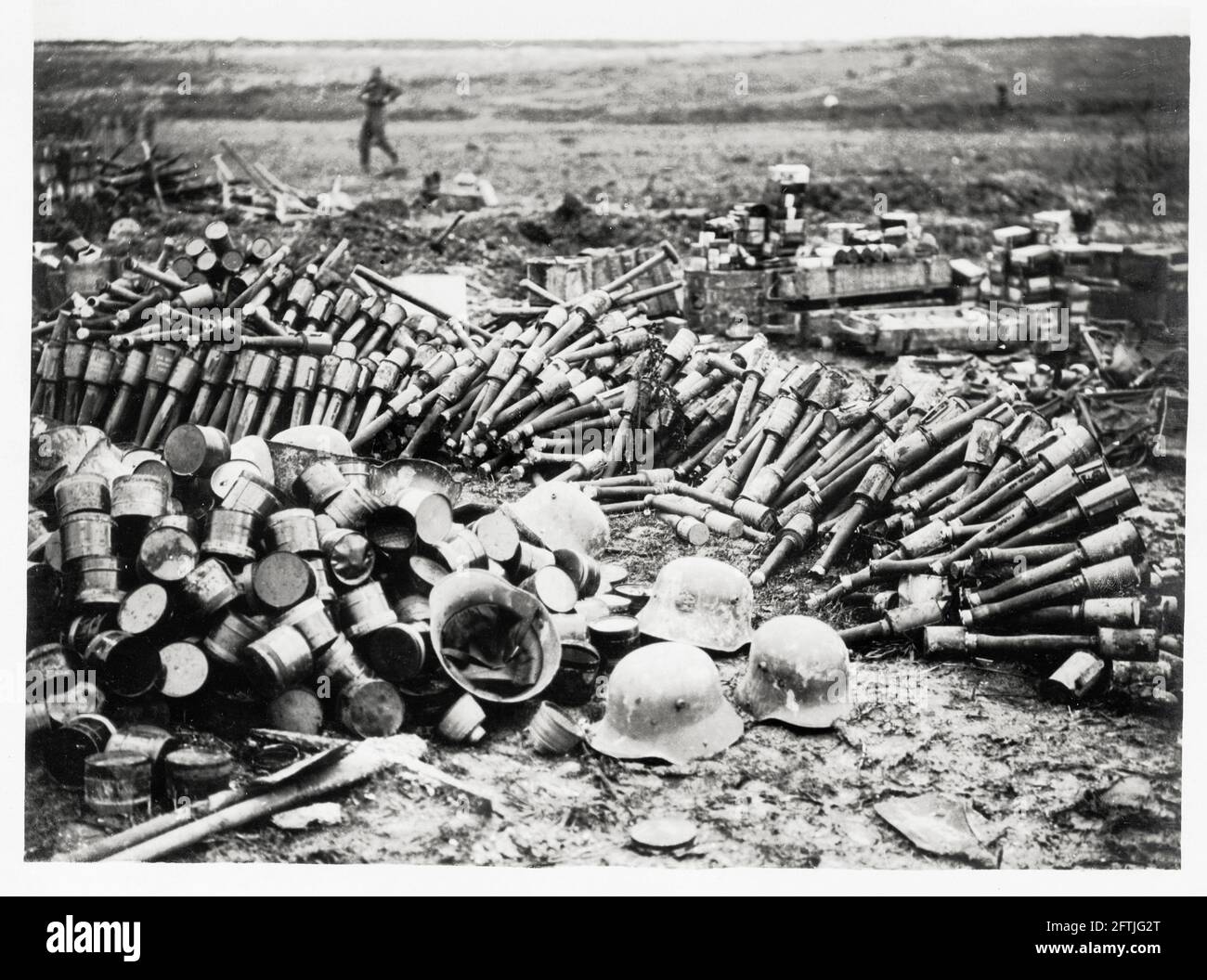 World War One, WWI, Western Front - Bombs, helmets and stores left by ...