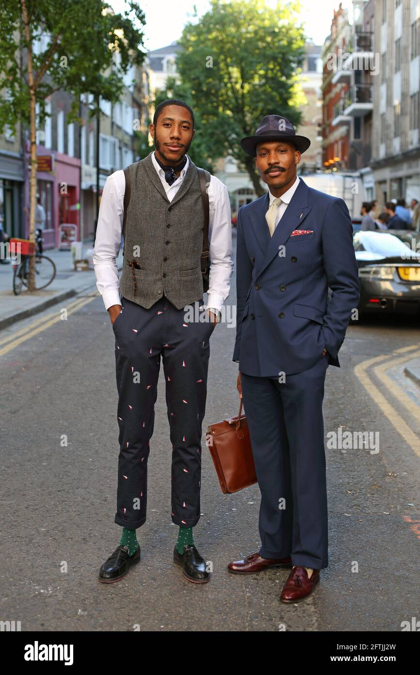 Full length portrait of two stylish black young gentleman in London ,UK ...