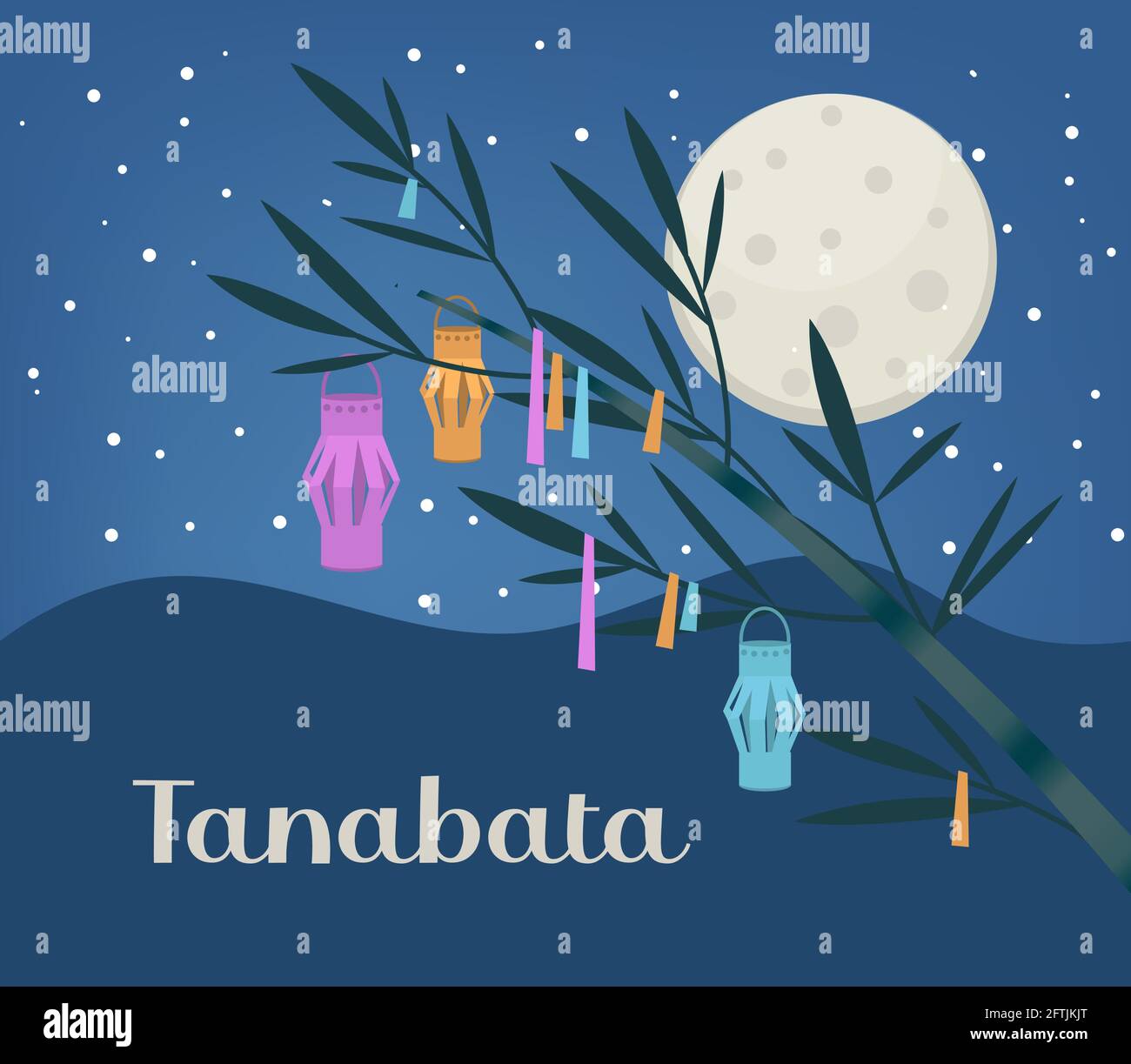 Tanabata Japanese traditional festival background banner. Bamboo ...