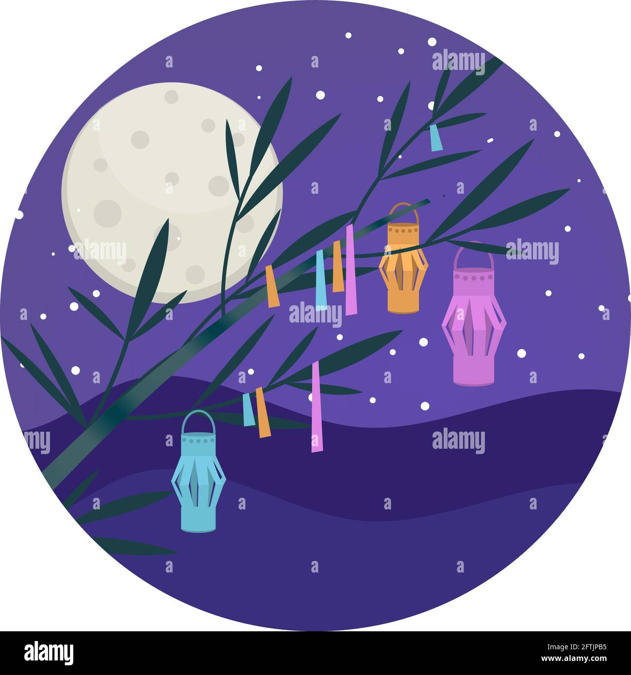 Tanabata Japanese traditional festival background banner. Bamboo ...