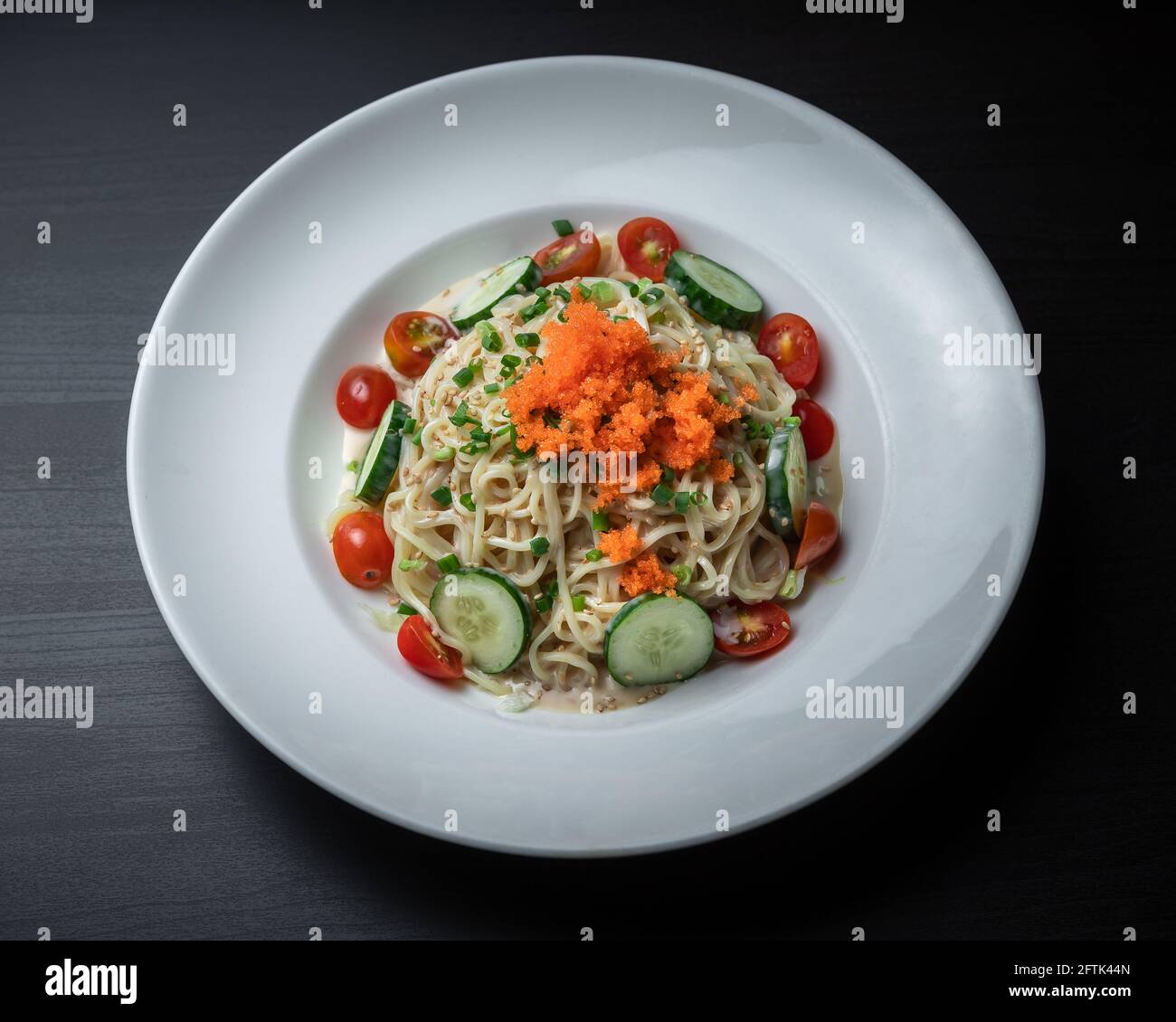 Japanese Cold Ramen Salad with Sesame Dressing topped with Tobiko Stock ...