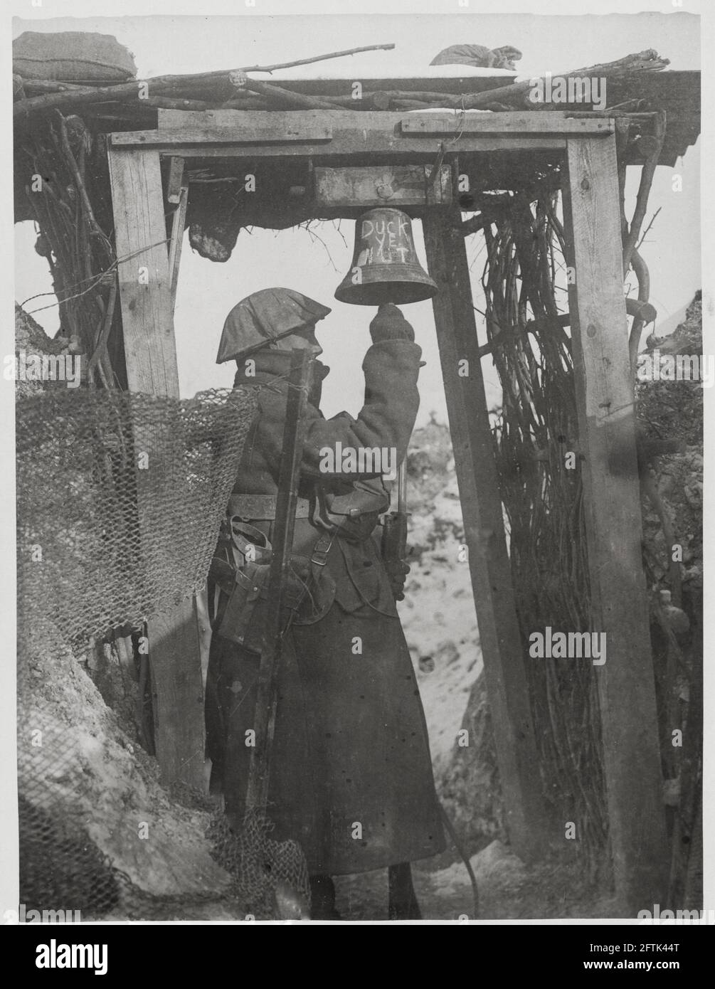 World War One, WWI, Western Front - Soldier sounds gas alarm on the ...