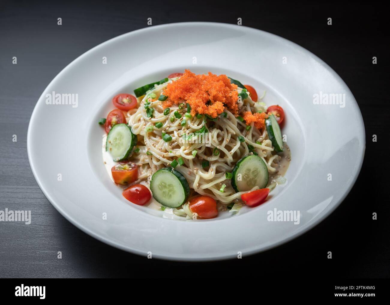 Japanese Cold Ramen Salad with Sesame Dressing topped with Tobiko Stock ...