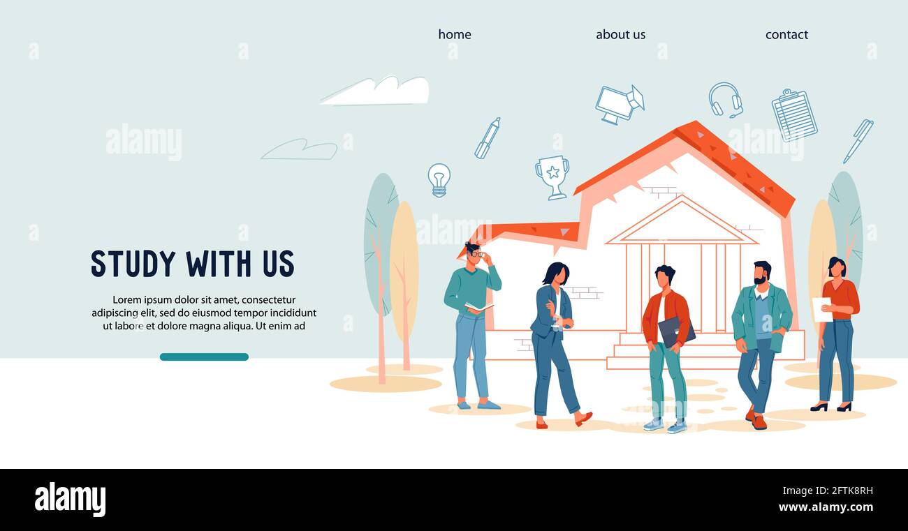 College and university graduation web banner concept with young ...