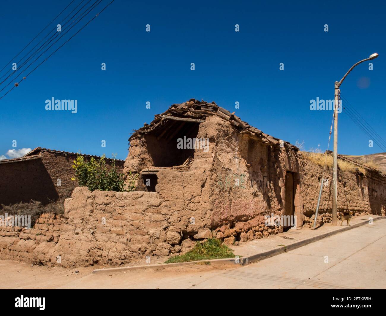 Maras, Peru May 20, 2016: Street in Moras. Homes of poor rural people ...