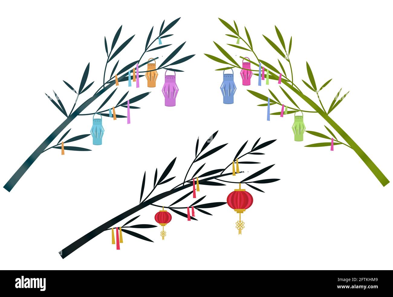 Tanabata Japanese traditional festival background banner. Bamboo ...