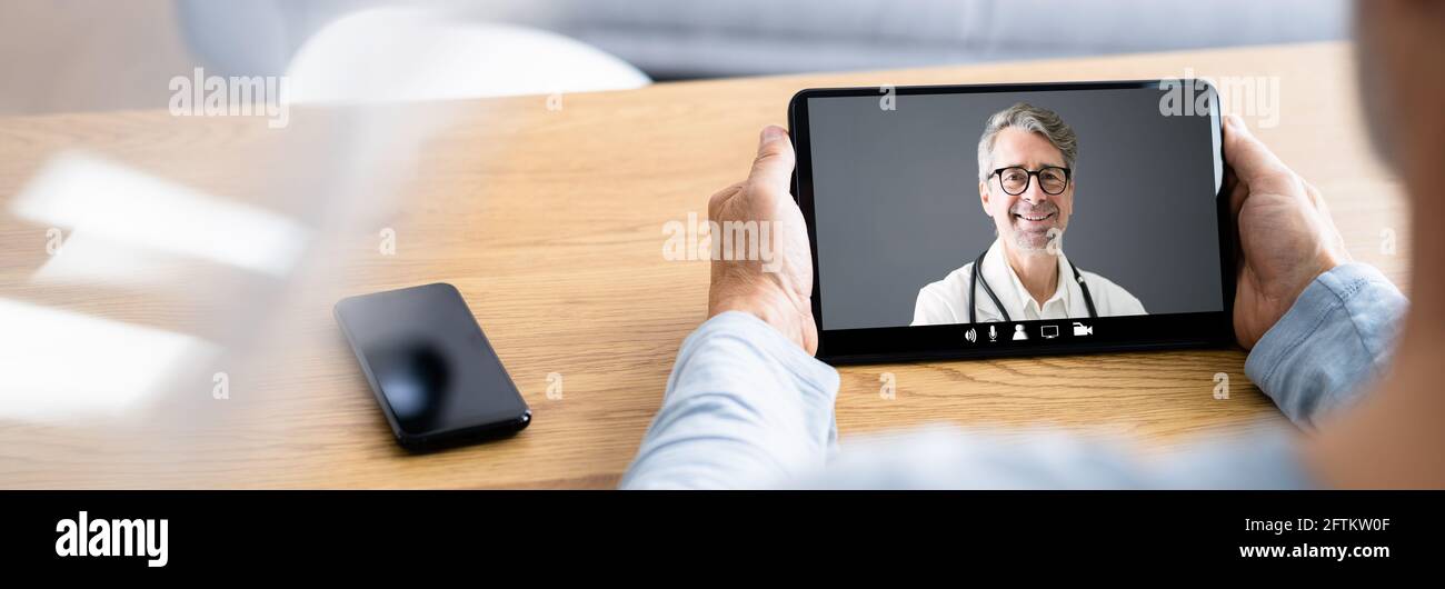 Online Doctor Video Webinar And Consultation Chat Stock Photo - Alamy