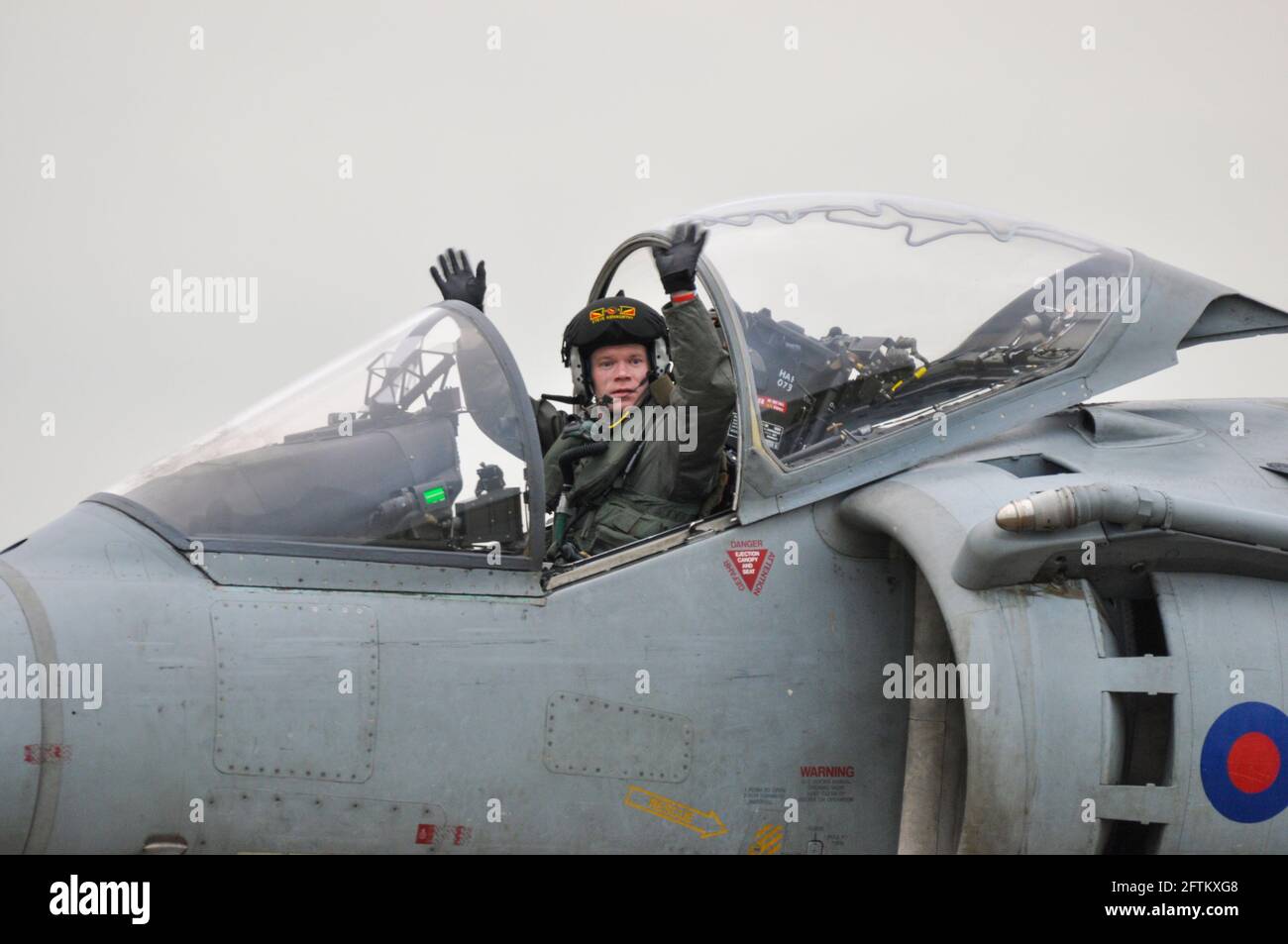 Harrier Farewell. One of the final BAe Harrier II jet fighter planes ...