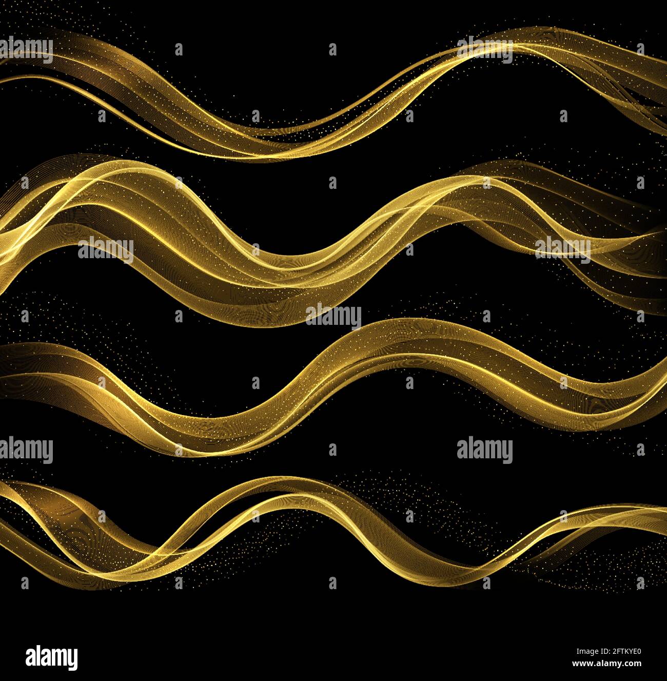 Abstract Gold Waves. Shiny golden moving lines design element with ...