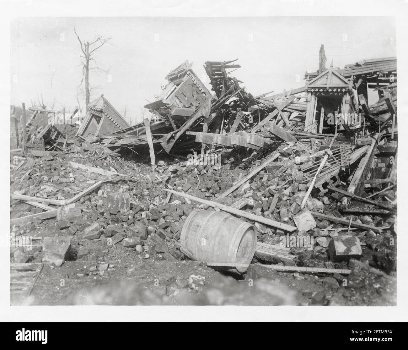 World War One, WWI, Western Front - Scene of destruction in Puisieux ...