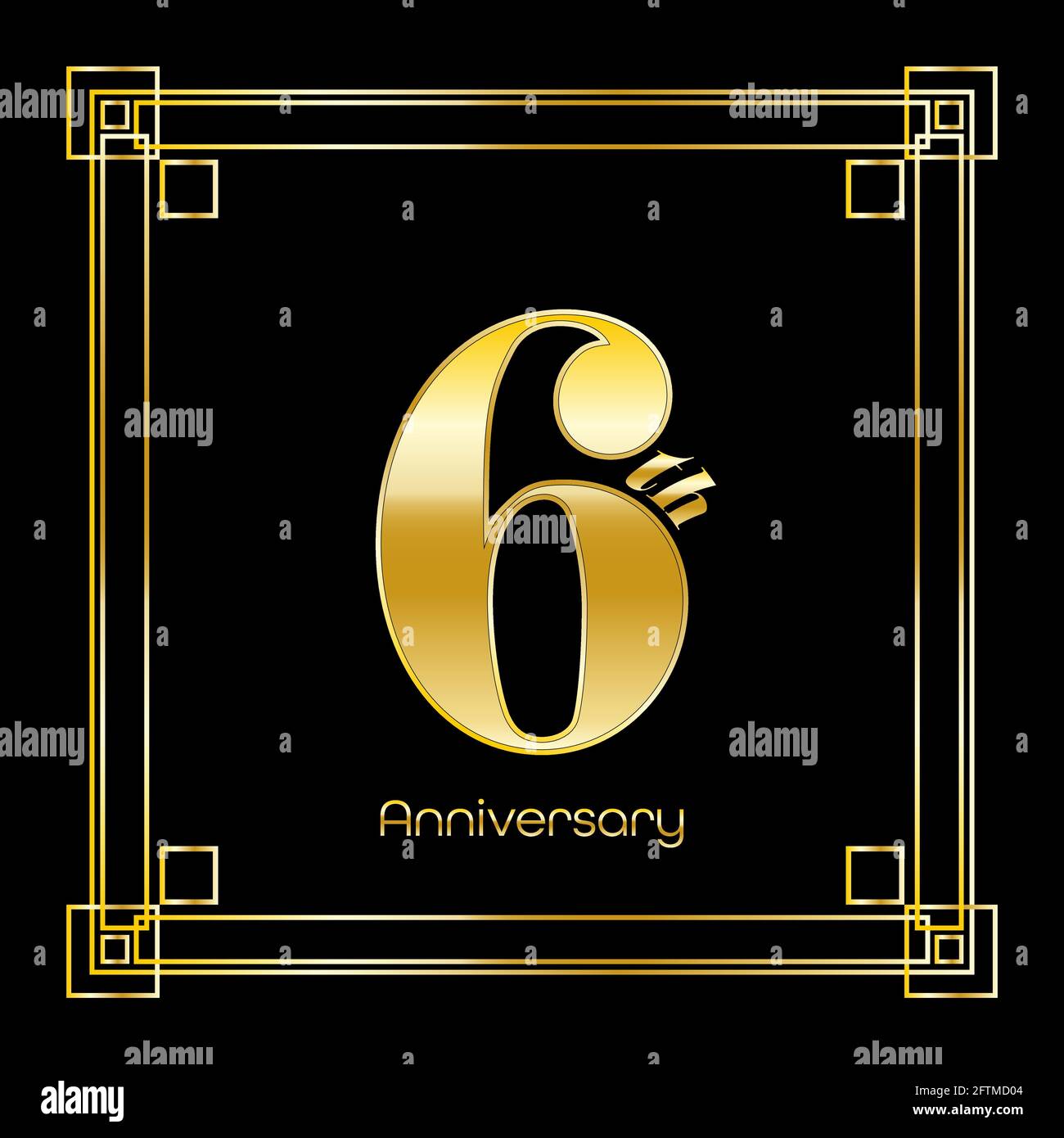 Number Six Logo Design With Square Ornament, luxury golden design ...