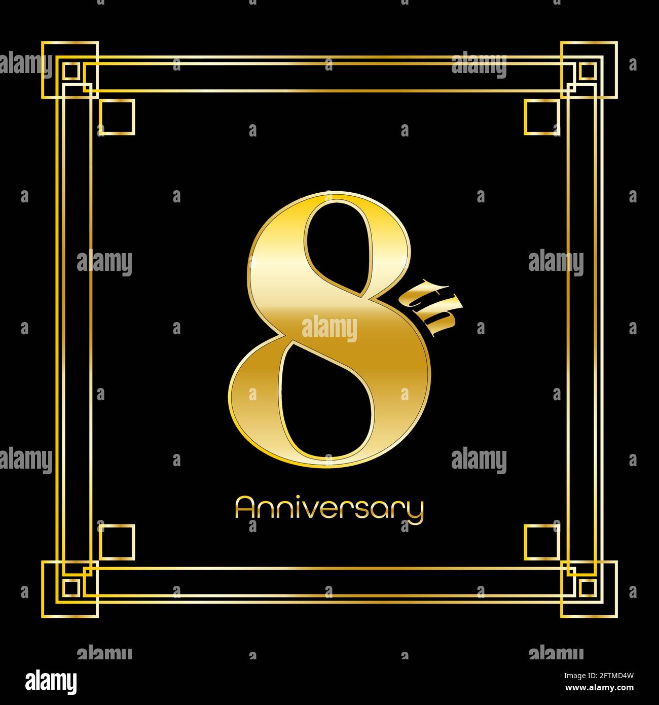 Number Eight Logo Design With Square Ornament, luxury golden design ...