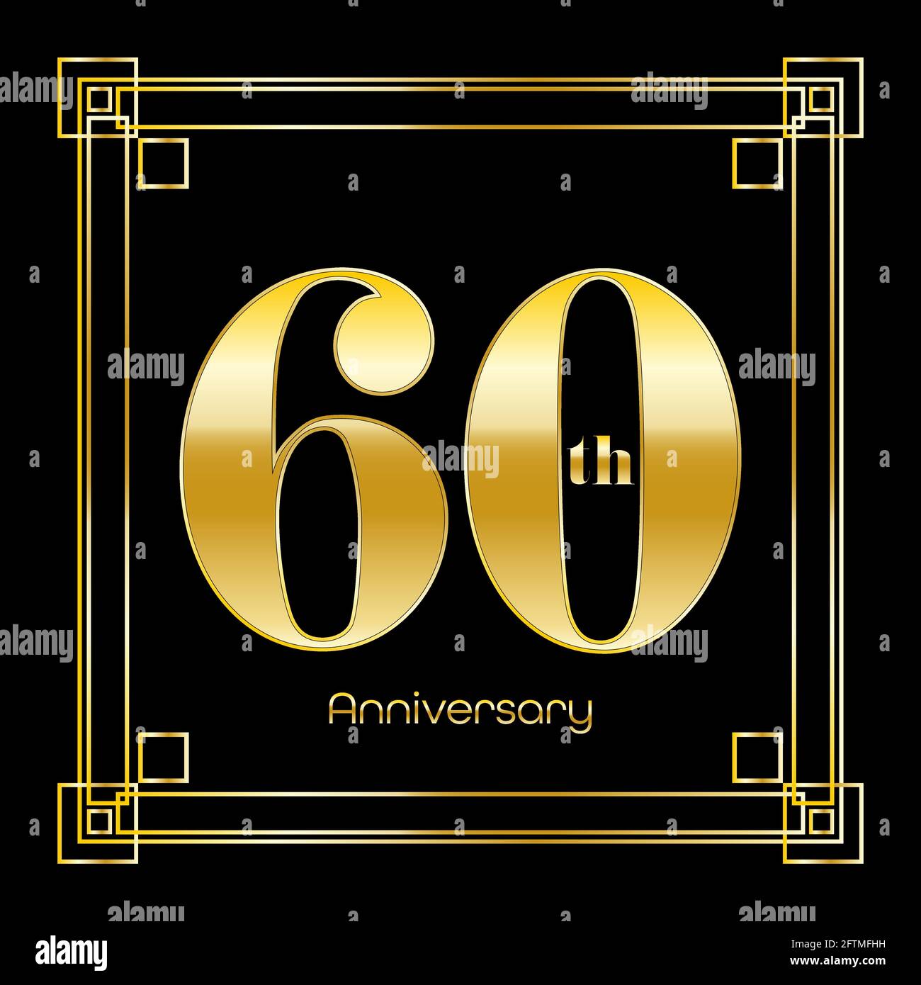 Number Sixty Logo Design With Square Ornament, luxury golden design ...