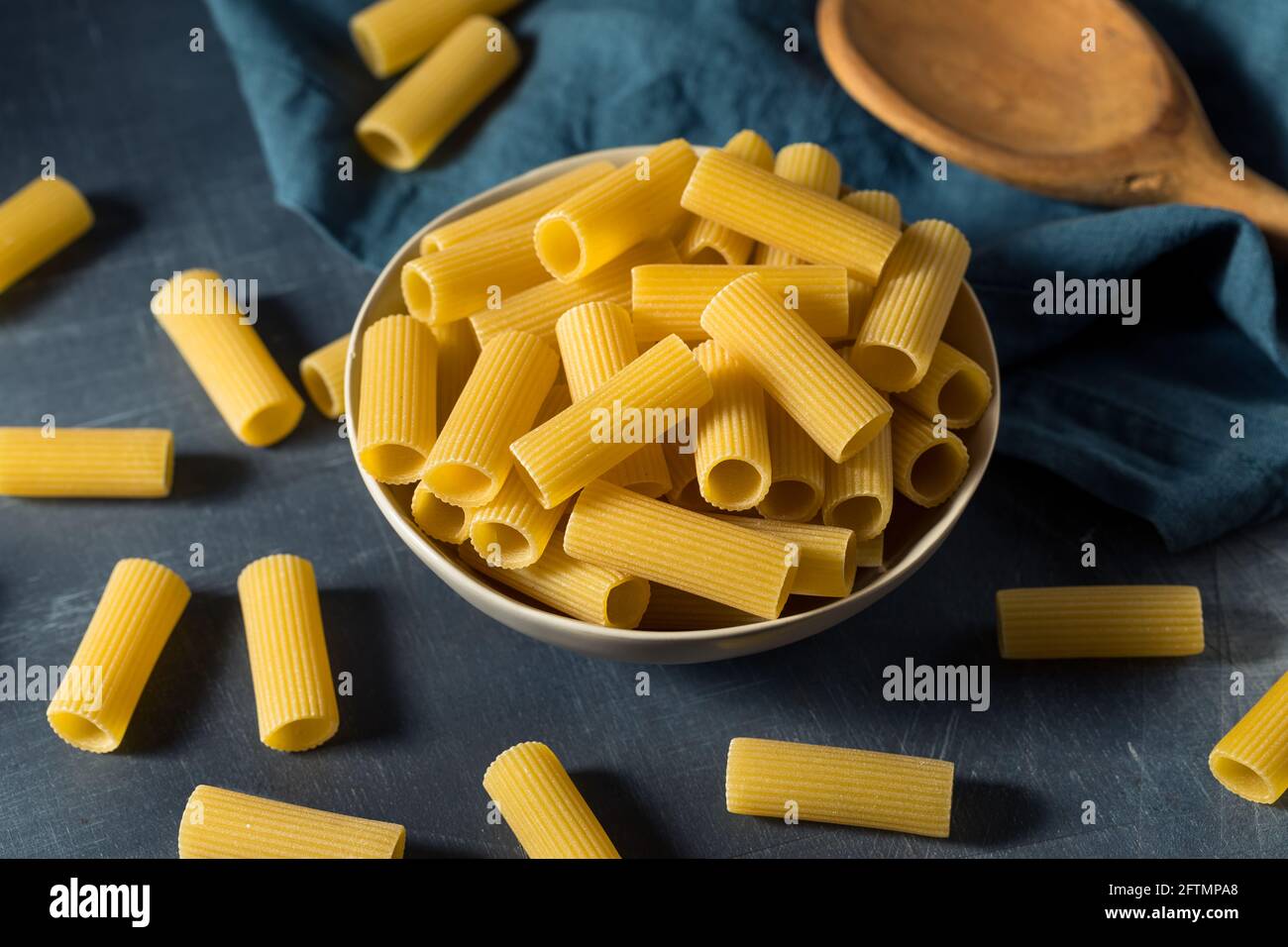 Organic Dry Rigatoni Pasta in a Bowl Stock Photo - Alamy