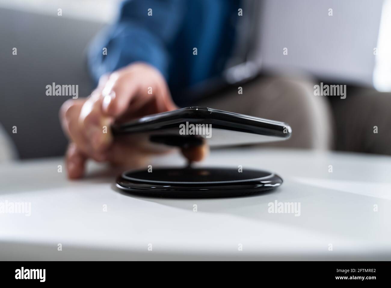 Wireless Inductive Phone Charger. Smartphone Battery Charge Stock Photo ...