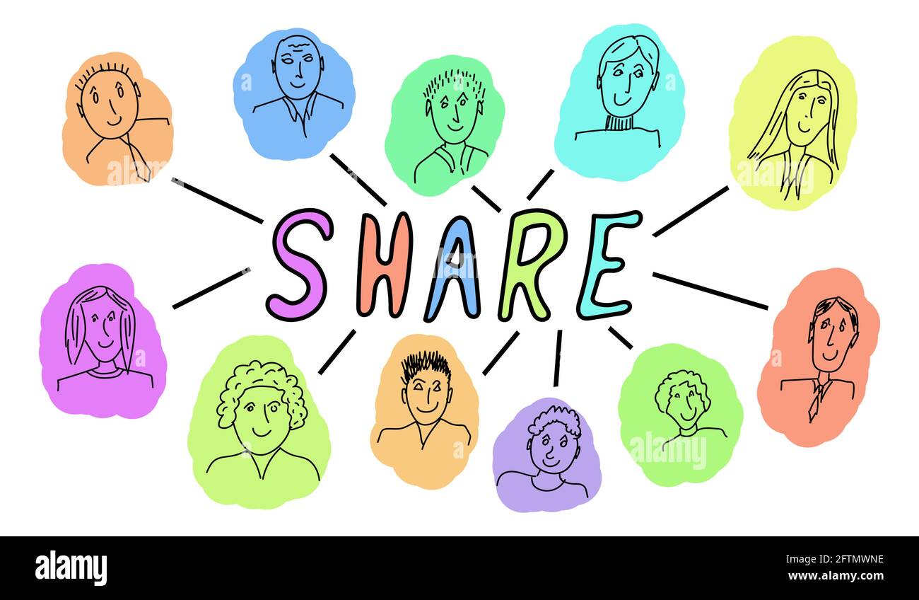 Drawing of share concept on white background Stock Photo - Alamy