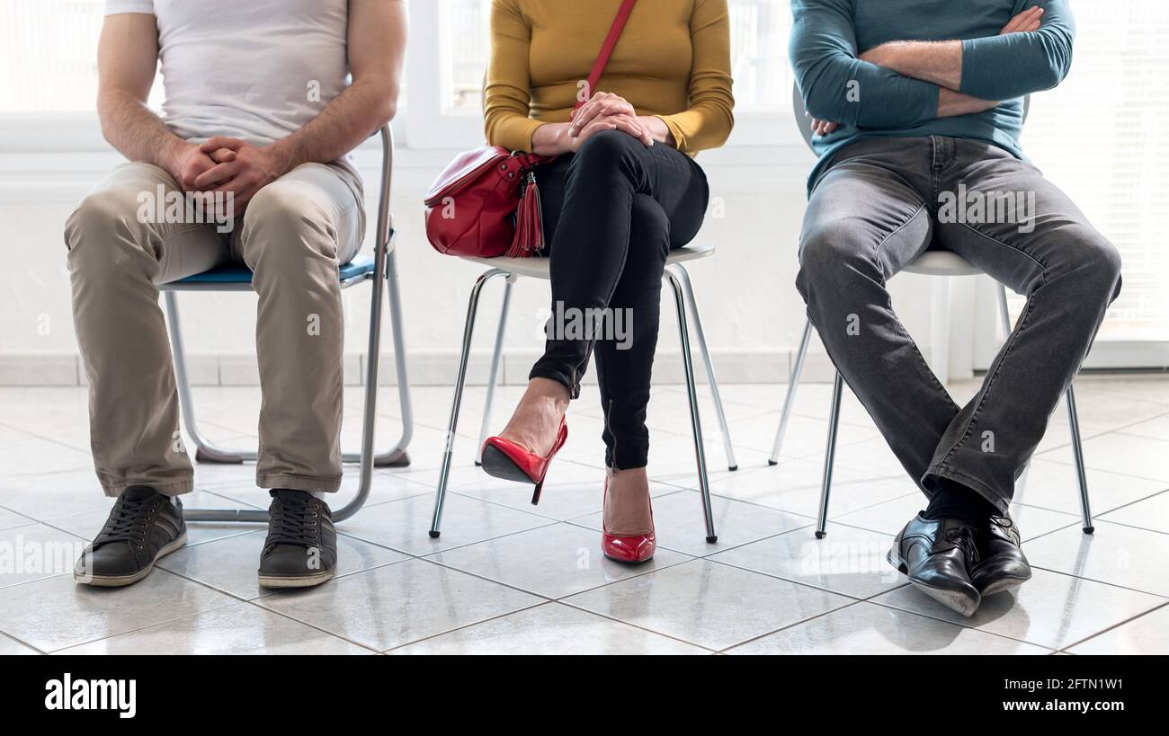 Job room waiting legs hi-res stock photography and images - Alamy