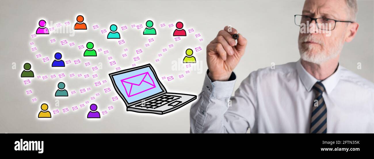 Email concept drawn by a businessman Stock Photo - Alamy