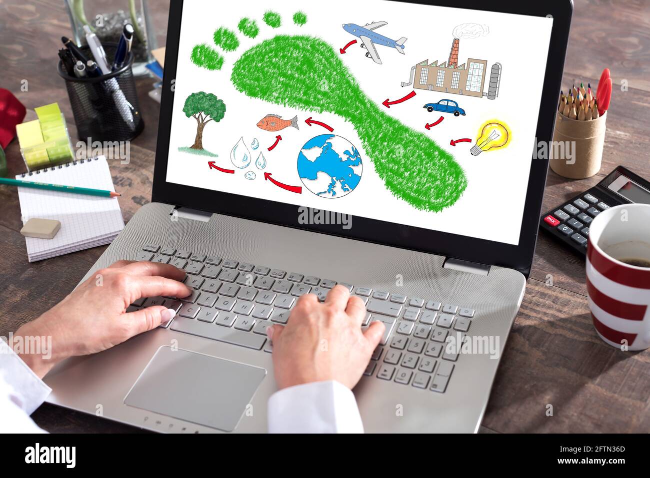 Carbon footprint concept shown on a laptop screen Stock Photo - Alamy