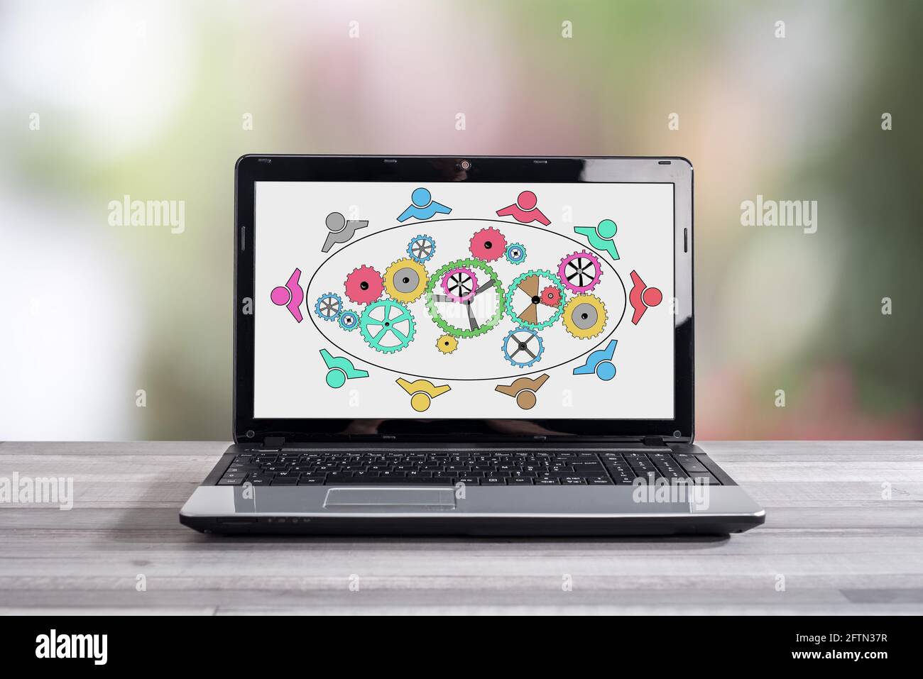 Teamwork concept shown on a laptop screen Stock Photo - Alamy