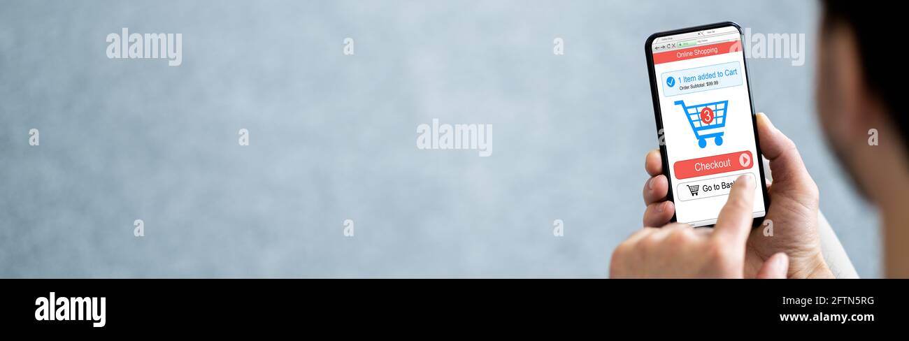 Online Ecommerce Shopping Checkout On Mobile Phone Stock Photo - Alamy