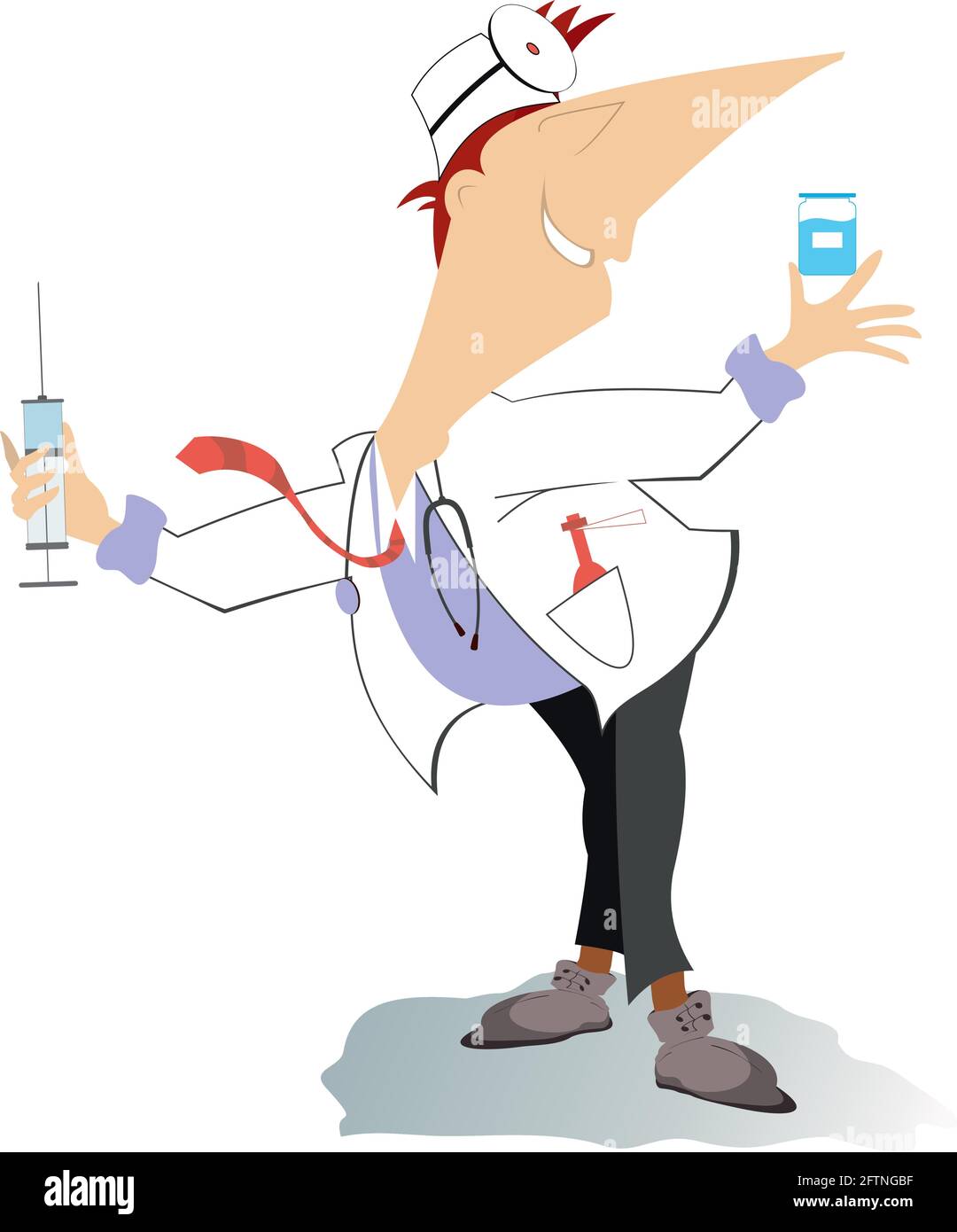 Vector cartoon doctor big syringe hi-res stock photography and images ...